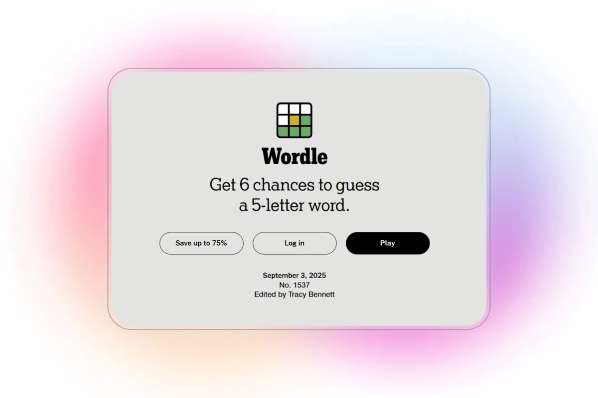 Today Wordle Hints And Answer For #1537: September 3, 2025