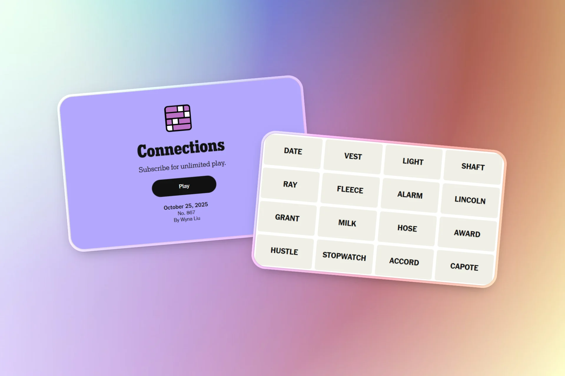 Today NYT Connections #867 Hints & Answers Of Sat, Oct 25