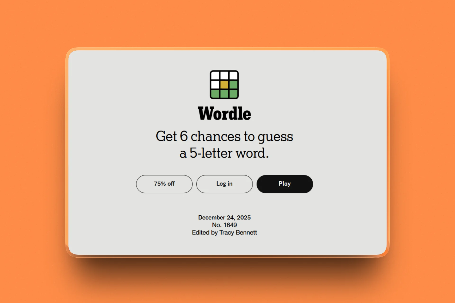 Today's NYT Wordle Hints & Answer Of Dec 24, 2025 (Solution#1649)